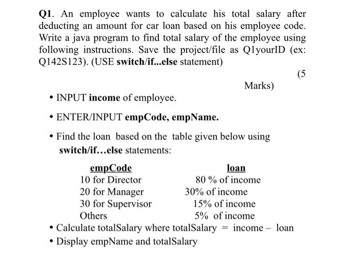 Solved Q1. An employee wants to calculate his total salary | Chegg.com
