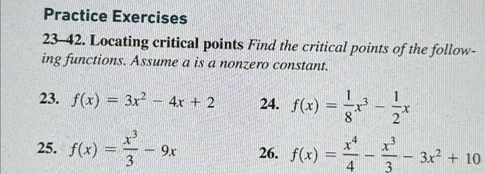 Solved Practice Exercises23-42. ﻿Locating critical points | Chegg.com