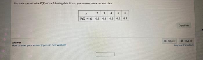 Solved Find the expected value R(X) of the following data. | Chegg.com