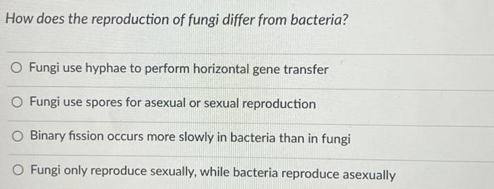 Solved How does the reproduction of fungi differ from | Chegg.com