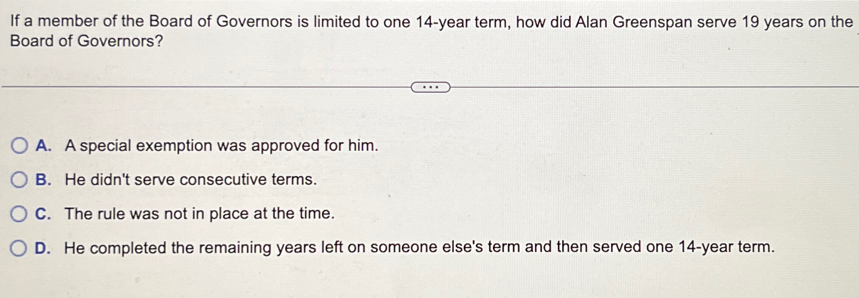 Solved If a member of the Board of Governors is limited to | Chegg.com