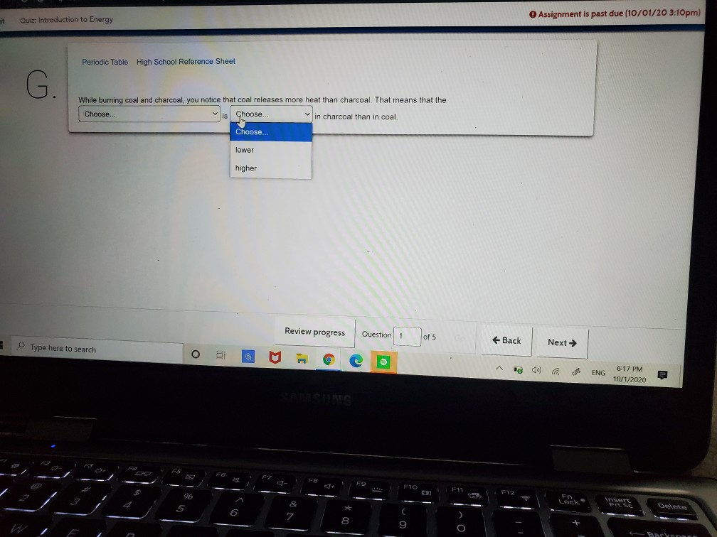 Quiz: Conservation of Matter Periodic Table High | Chegg.com