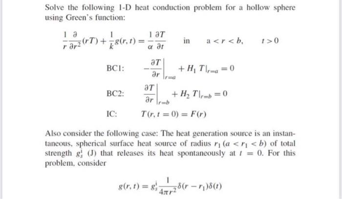 Solved Solve the following 1-D heat conduction problem for a | Chegg.com