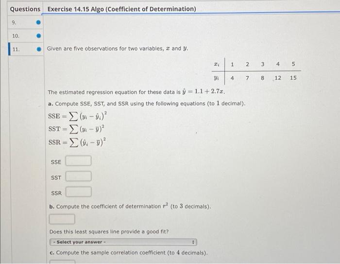 Solved Questions Exercise 14.15 Algo (Coefficient of | Chegg.com