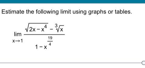 Solved Estimate the following limit using graphs or tables. | Chegg.com