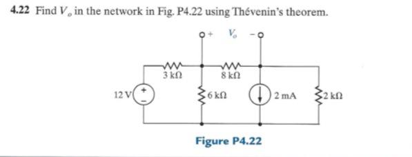 Solved 4.22 Find V, in the network in Fig. P4.22 using | Chegg.com