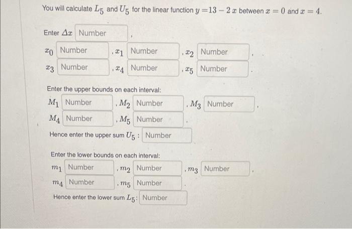 Solved You will calculate L5 and U5 for the linear function | Chegg.com