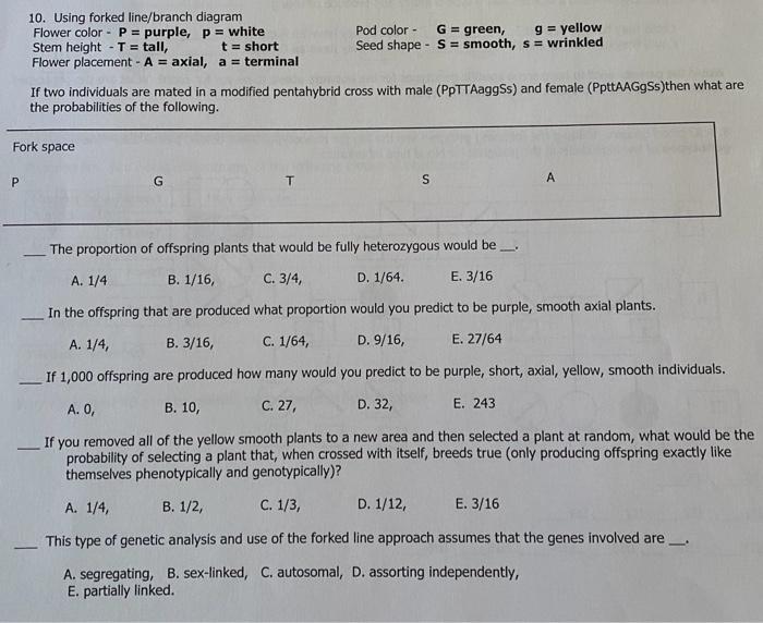 Solved P 10. Using forked line/branch diagram Flower color - | Chegg.com