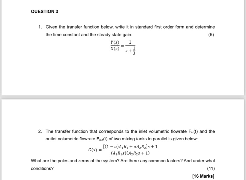 Solved QUESTION 3Given the transfer function below, write it | Chegg.com