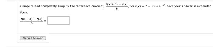 Solved Compute and completely simplify the difference | Chegg.com
