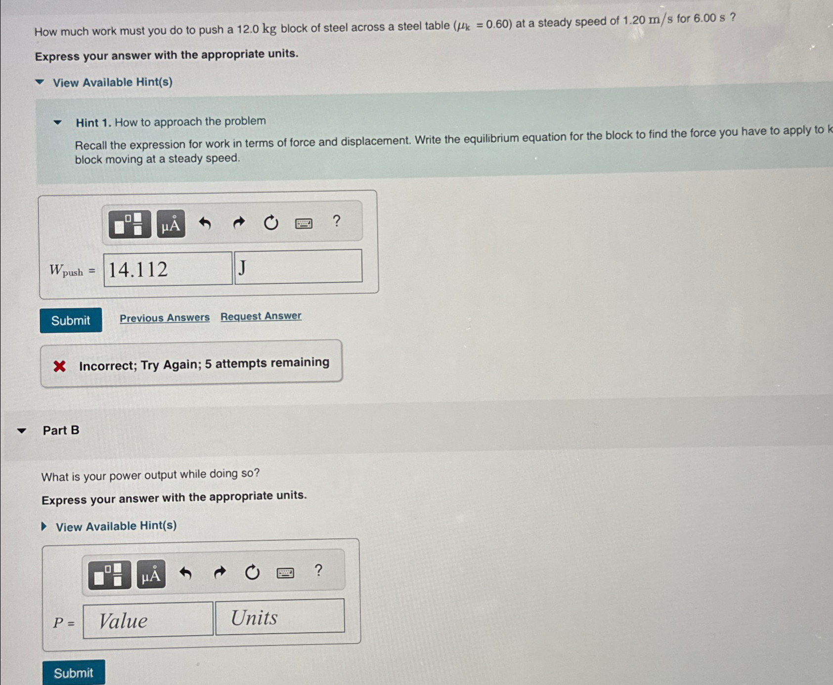 Solved How much work must you do to push a 12.0kg ﻿block of | Chegg.com
