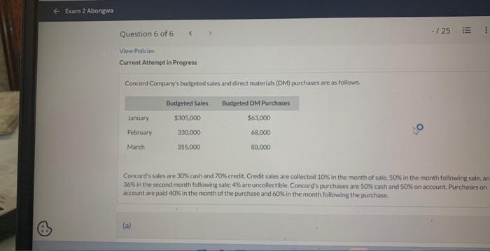 Solved View Policies Current Attempt in Progress Concord | Chegg.com