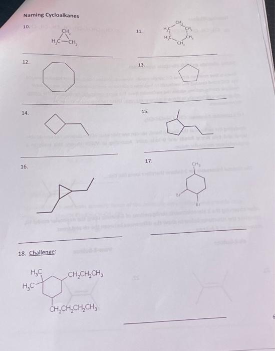 Solved Naming Cycloalkanes 10. 12. 14. 16. Н.С CH, 71 | Chegg.com