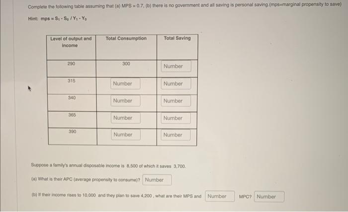 Solved Complete the following table assuming that (a) MPS | Chegg.com