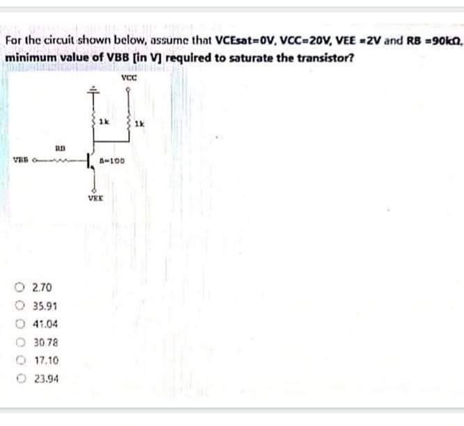 Solved For the circuit shown below, assume that VCEsat =0 | Chegg.com