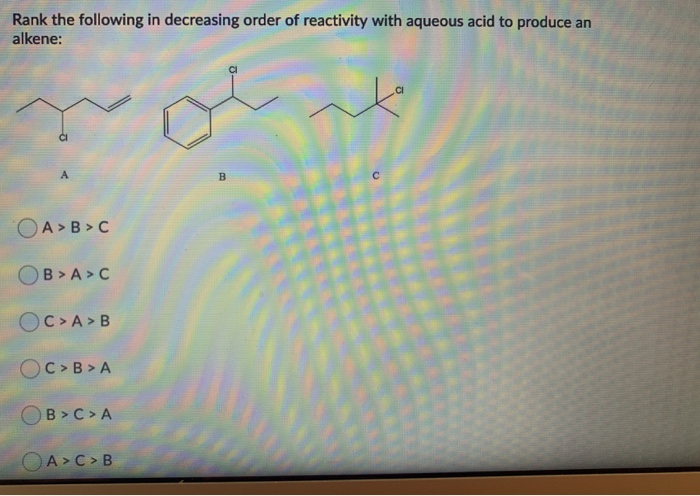 Solved Rank the following in decreasing order of reactivity | Chegg.com