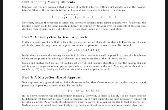 Solved Part 1: Finding Missing Elements Suppose that you are | Chegg.com