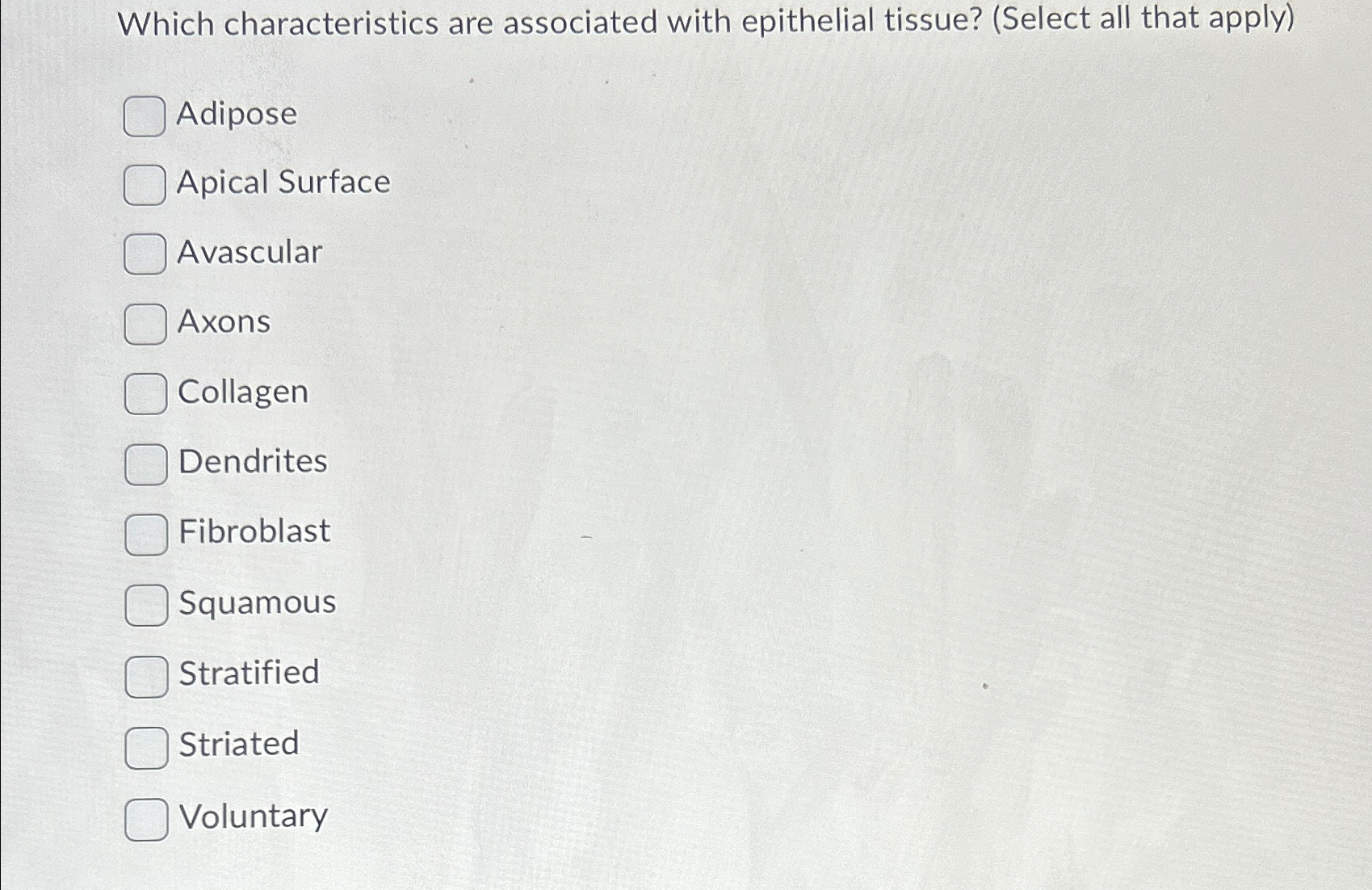 Solved Which characteristics are associated with epithelial | Chegg.com