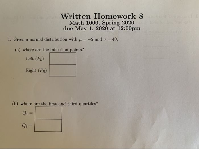 Solved Written Homework 8 Math 1000, Spring 2020 due May 1, | Chegg.com