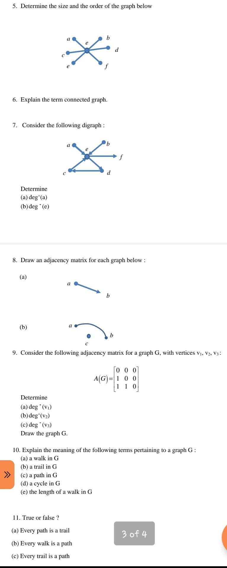 Solved 5. Determine the size and the order of the graph | Chegg.com