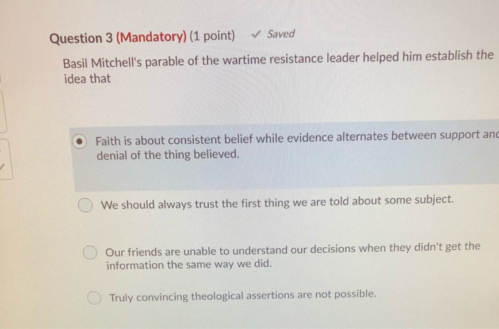 Solved Question 3 (Mandatory) (1 point) Saved Basil | Chegg.com