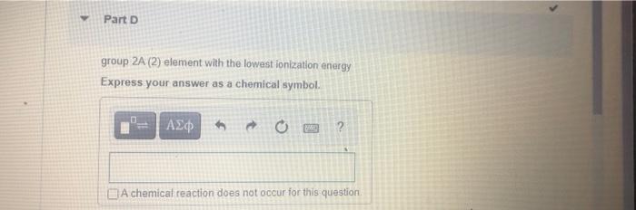 Solved Part D group 2A (2) element with the lowest | Chegg.com