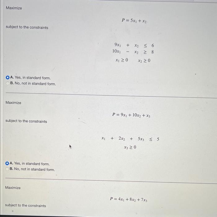 Solved Maximize P=5x1+x2 subject to the constraints | Chegg.com