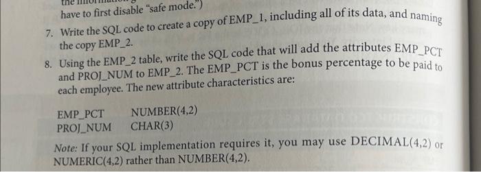 Solved FIGURE P8.2 THE CONTENTS OFTHE EMP_1 TABLEFIGURE | Chegg.com