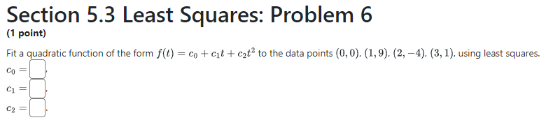 Solved Section 5.3 ﻿Least Squares: Problem 6(1 ﻿point)Fit a | Chegg.com
