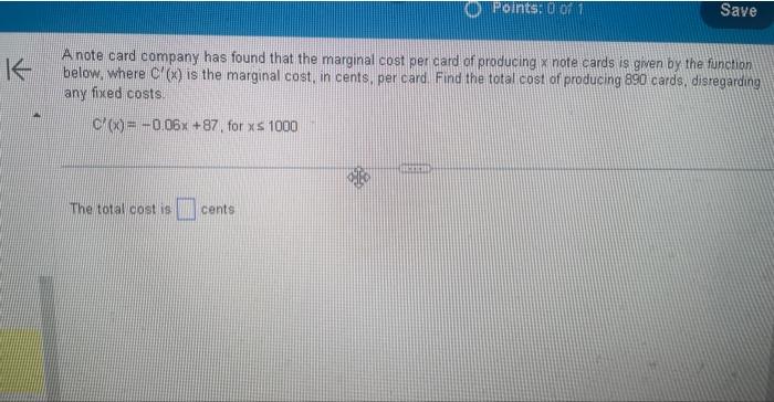 Solved A note card company has found that the marginal cost | Chegg.com
