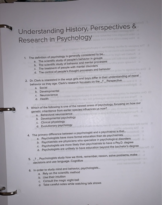 Solved Understanding History, Perspectives & Research in | Chegg.com