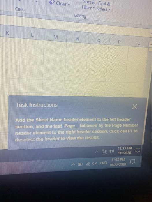 Solved Clear Sort & Find & Filter - Select Cells Editing K L | Chegg.com