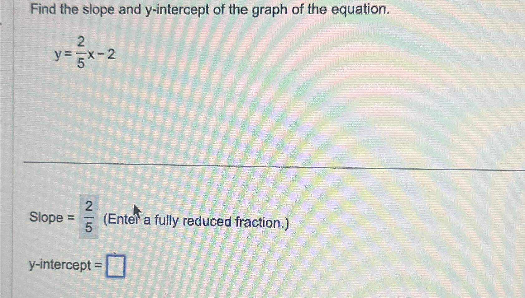 Solved Find the slope and y-intercept of the graph of the | Chegg.com