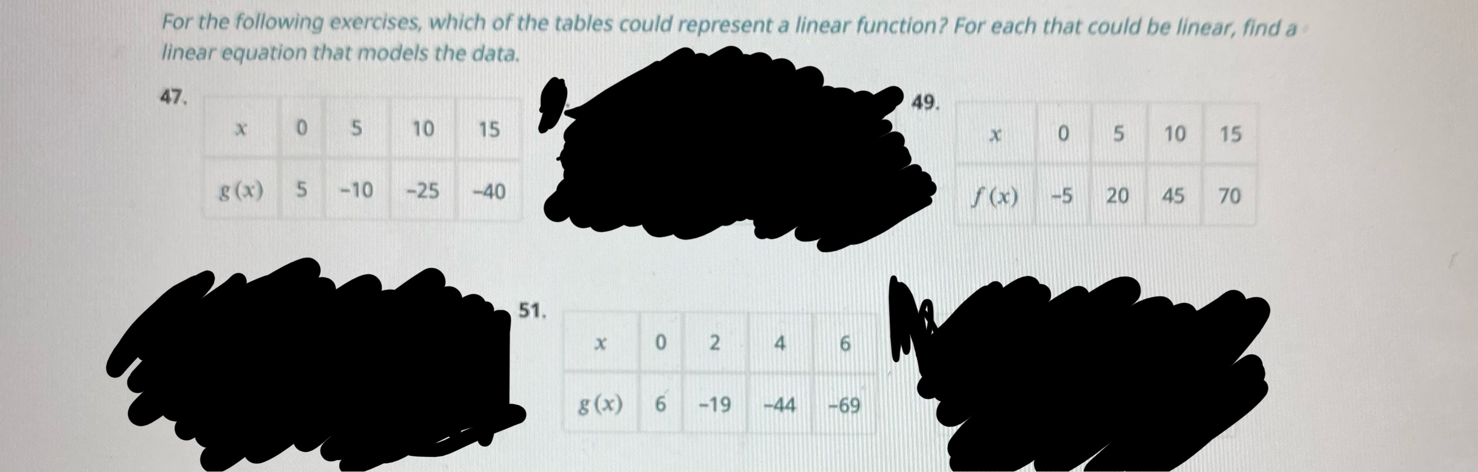 Solved For the following exercises, which of the tables | Chegg.com