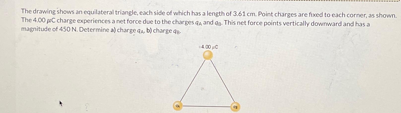Solved The drawing shows an equilateral triangle, each side | Chegg.com