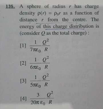 [Solved]: A sphere of radius r has charge density rho (r)=