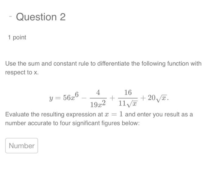 Solved 1 point Use the sum and constant rule to | Chegg.com