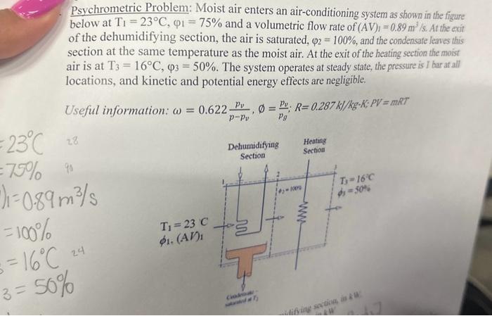 Psychrometric Problem: Moist air enters an | Chegg.com
