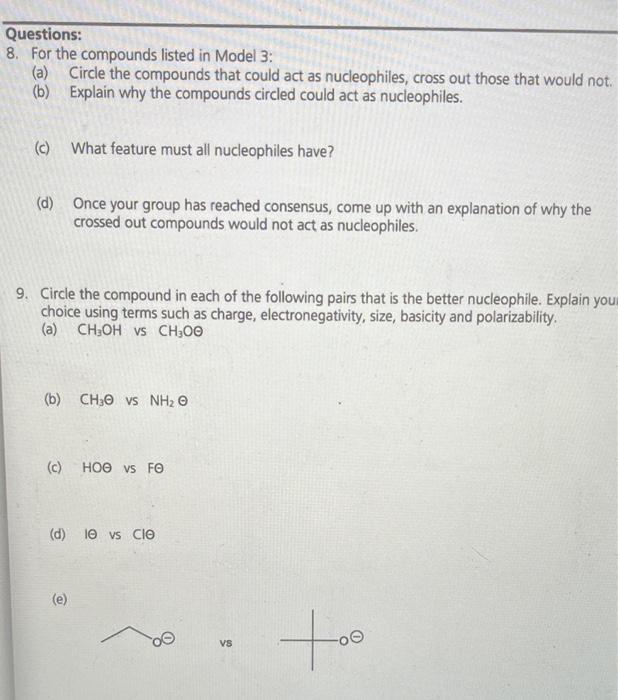 Solved Model 3: Nucleophiles Recall that a nucleophile (NUΘ) | Chegg.com