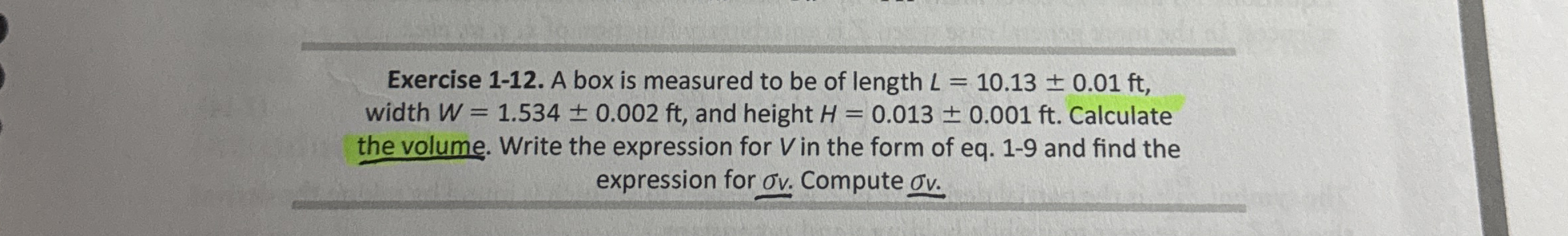 Solved Exercise 1-12. ﻿A box is measured to be of length | Chegg.com