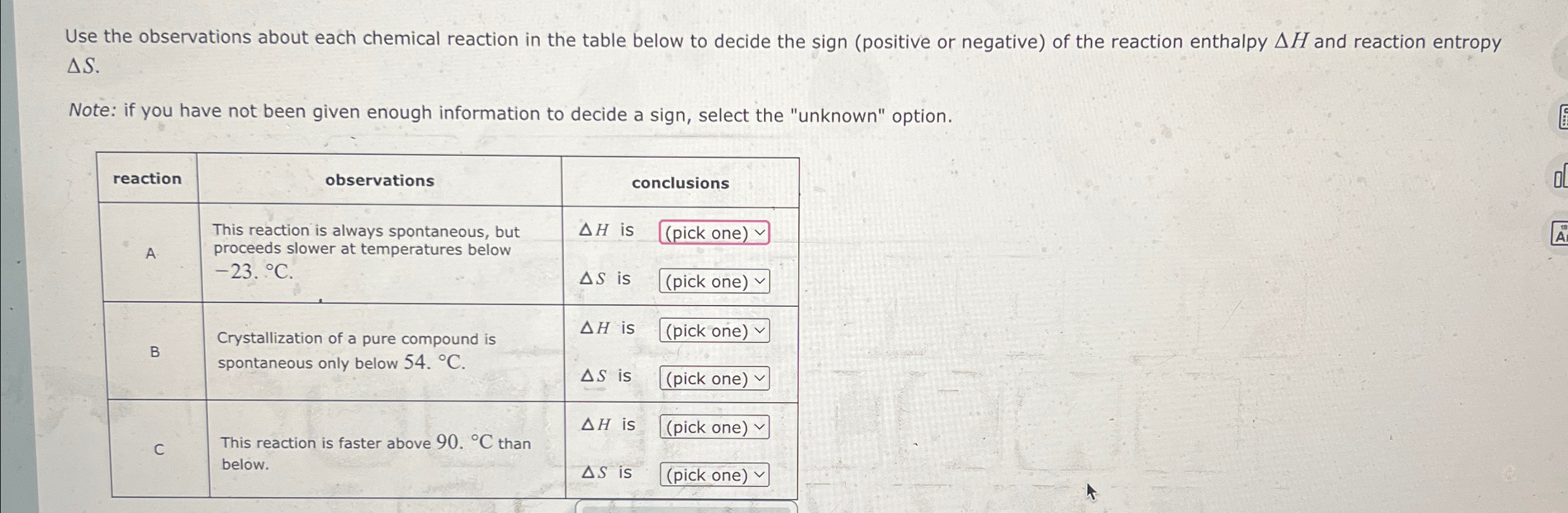 Use the observations about each chemical reaction in | Chegg.com