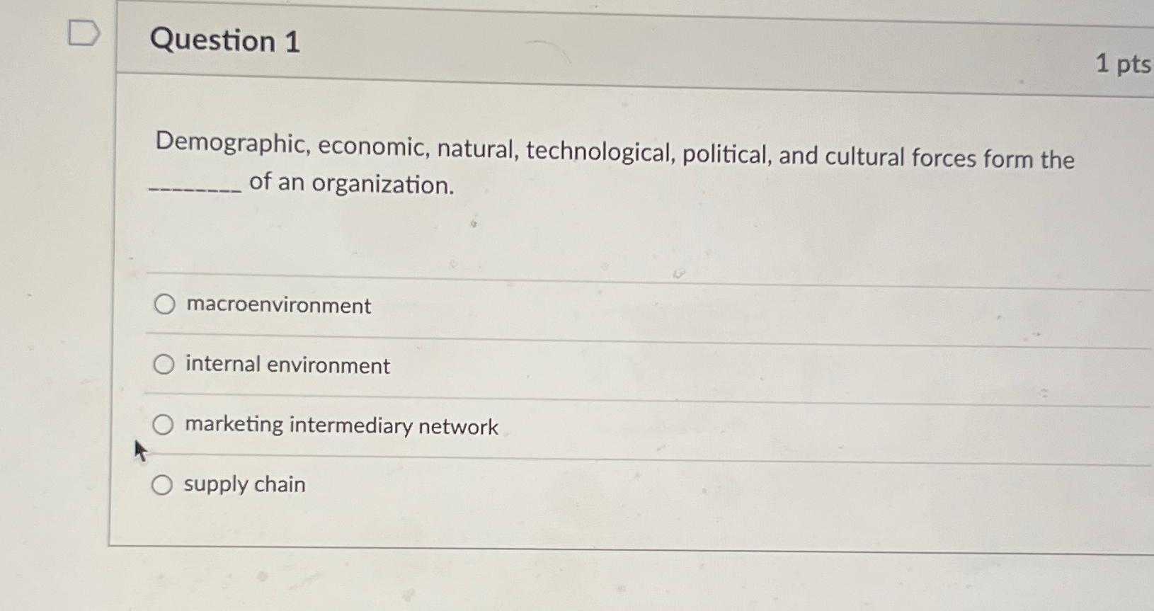 Solved Question 1Demographic, economic, natural, | Chegg.com