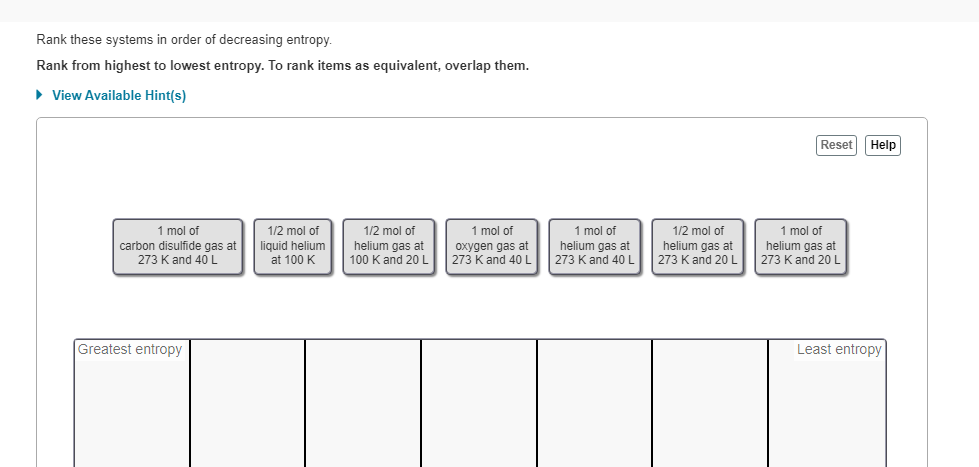 Solved Rank These Systems In Order Of Decreasing