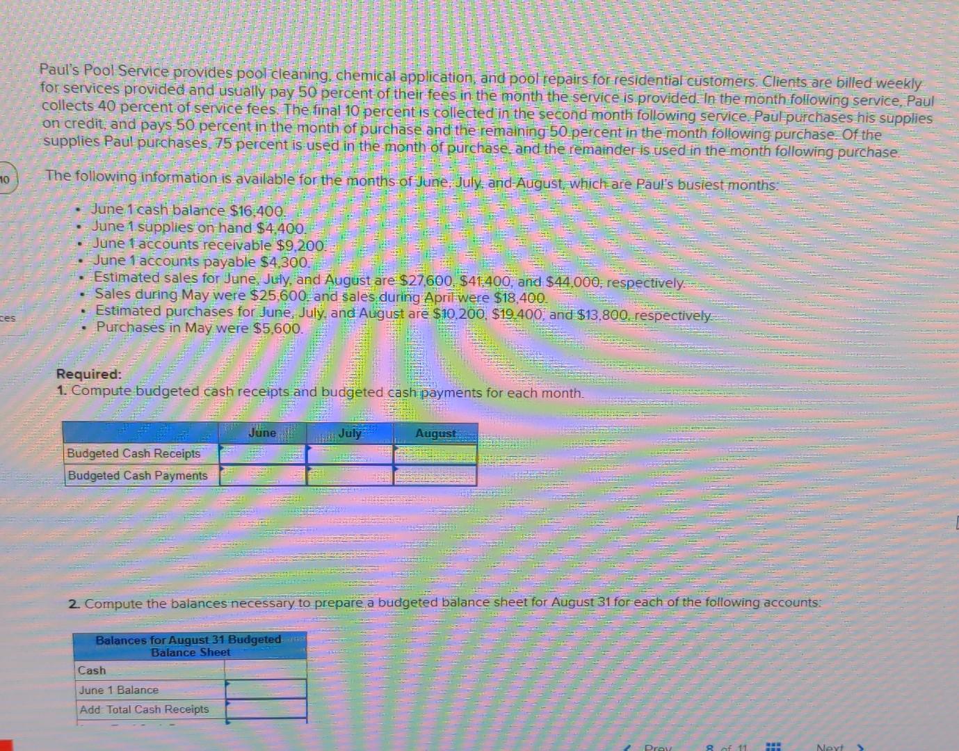 Solved Paul's Pool Service provides pool cleaning, chemical | Chegg.com