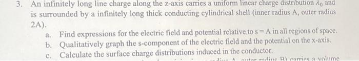 An infinitely long line charge along the z-axis | Chegg.com