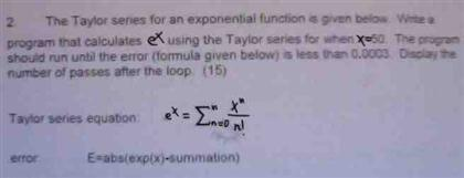 Solved The Taylor series for an exponential function is | Chegg.com