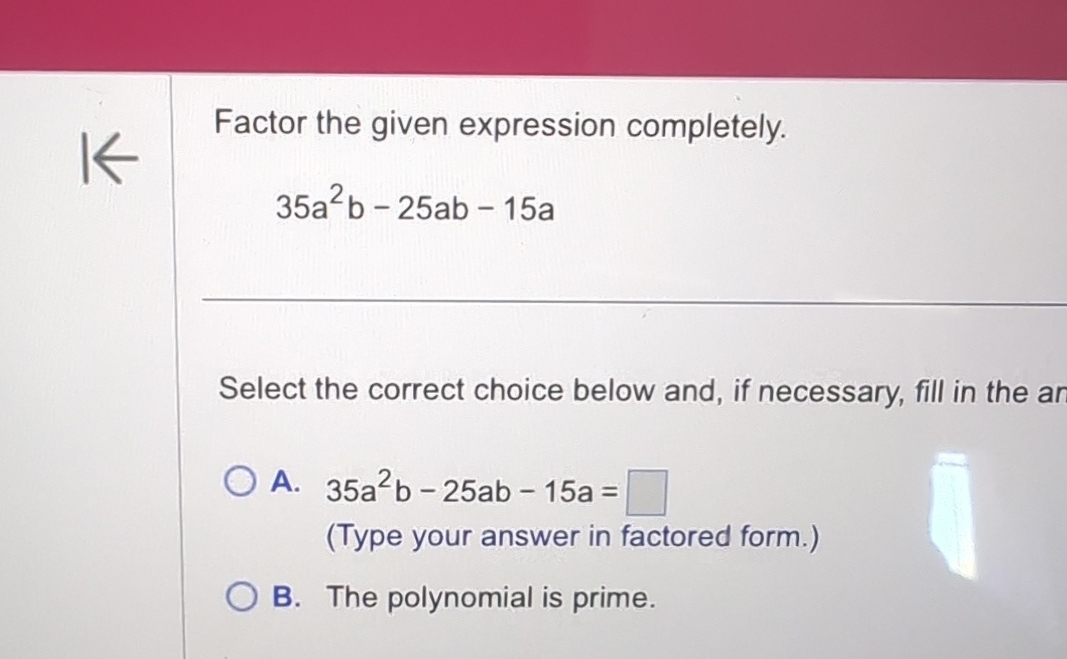 Solved Factor the given expression | Chegg.com