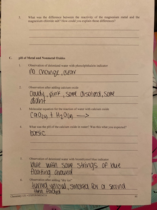 Solved 5. What was the difference between the reactivity of | Chegg.com