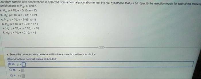 Solved Random Sample Of N Observations Is Selected From A