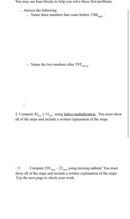 Solved b. Name the two numbers after T9T 2. Compute 42five | Chegg.com